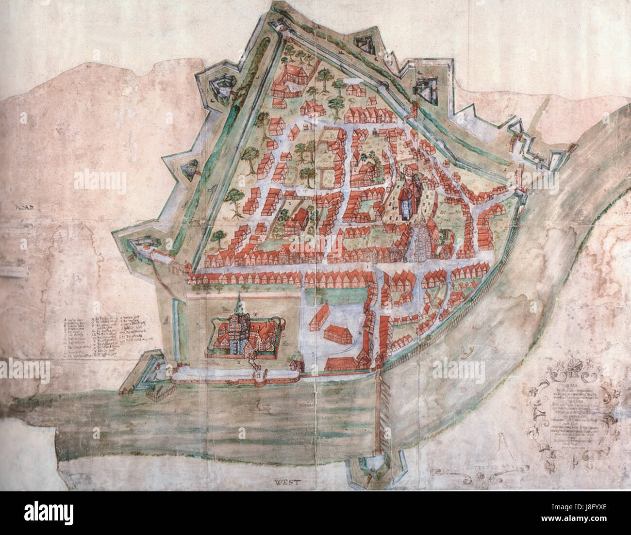 A map of the Nienburg fortress from 1634, depicting the structure's ...