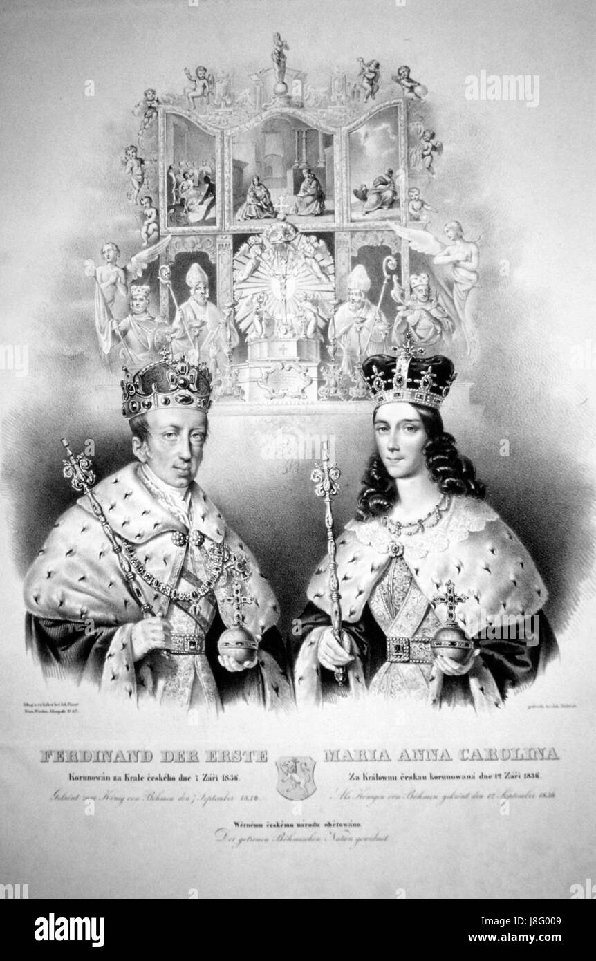 Ferdinand I. und Anna Maria Carolina Litho Stock Photo - Alamy
