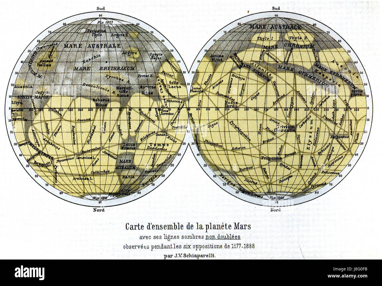 Mars Atlas by Giovanni Schiaparelli 1888 Stock Photo - Alamy