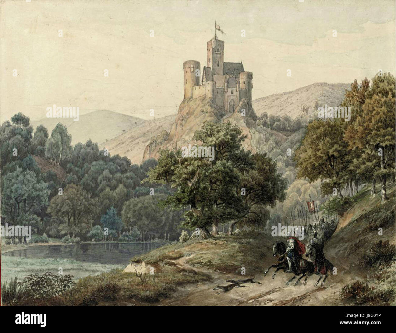 Friedrich Heunert Knights on their horses 1836 Stock Photo - Alamy