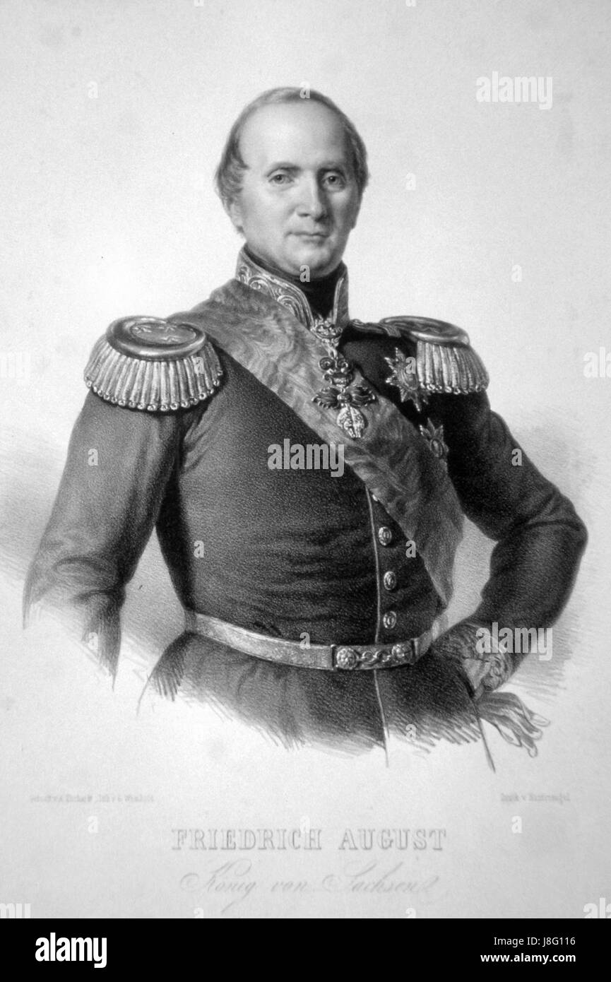 Lithograph of Friedrich August II, the Elector of Saxony, portraying ...