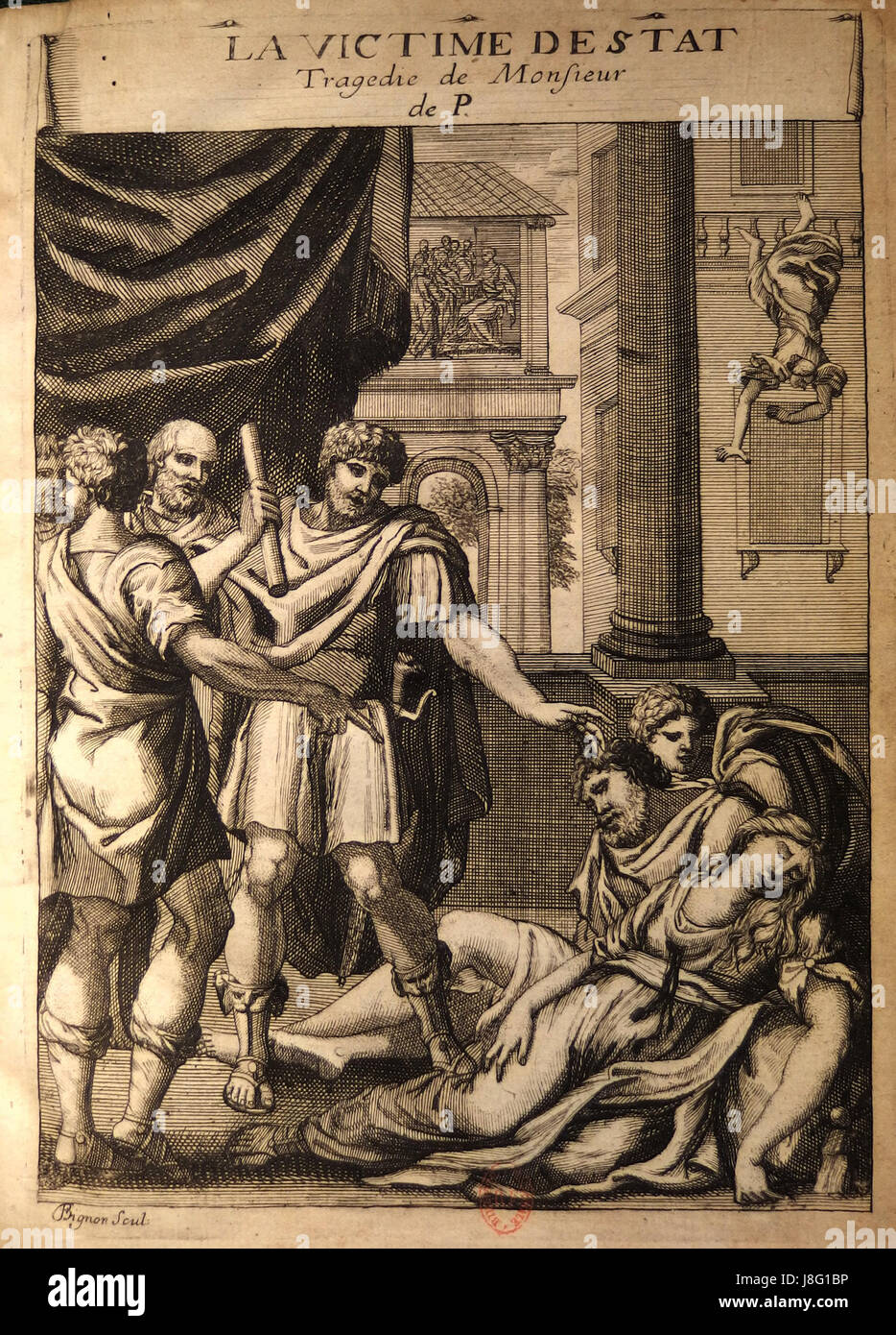 The frontispiece of 'La Victime d'Estat' is an illustration that ...
