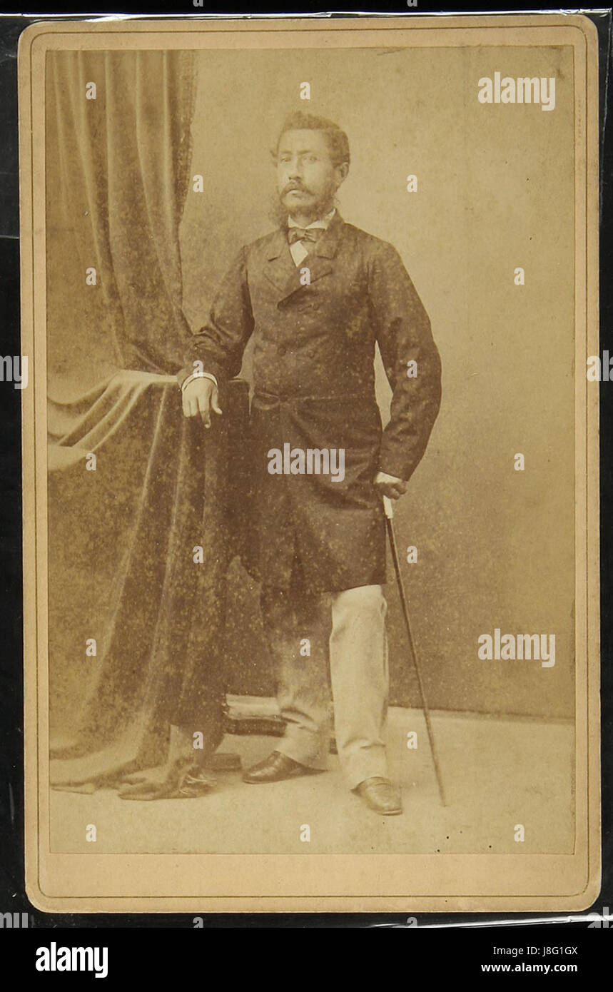This cabinet card photograph by Henry L. Chase features Lunalilo, the ...