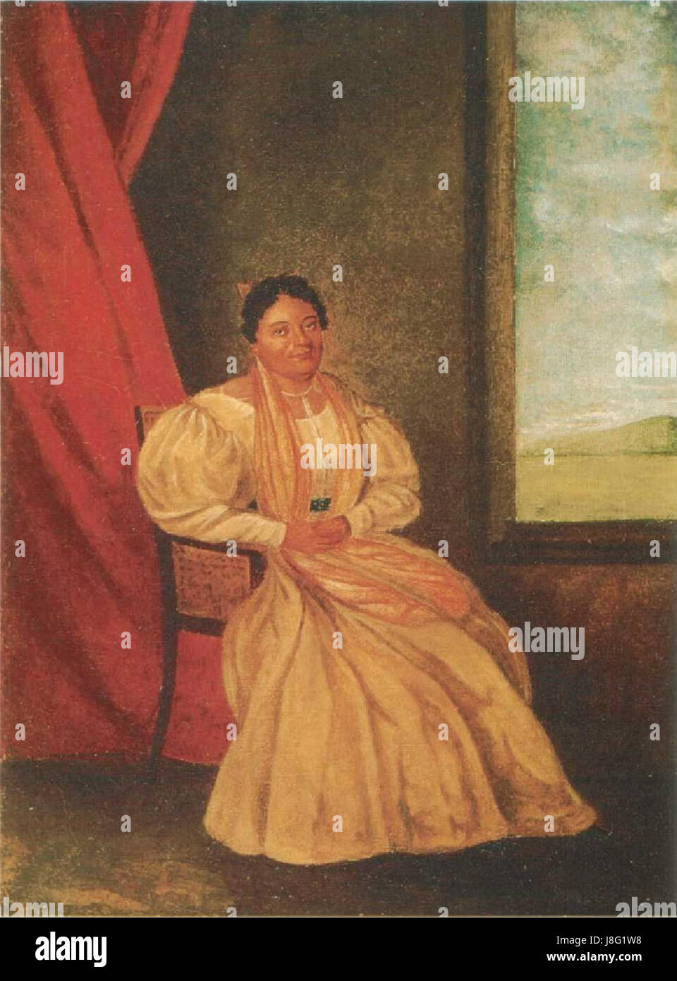 Kekauluohi, a Hawaiian princess, is shown in a colored portrait. As a ...