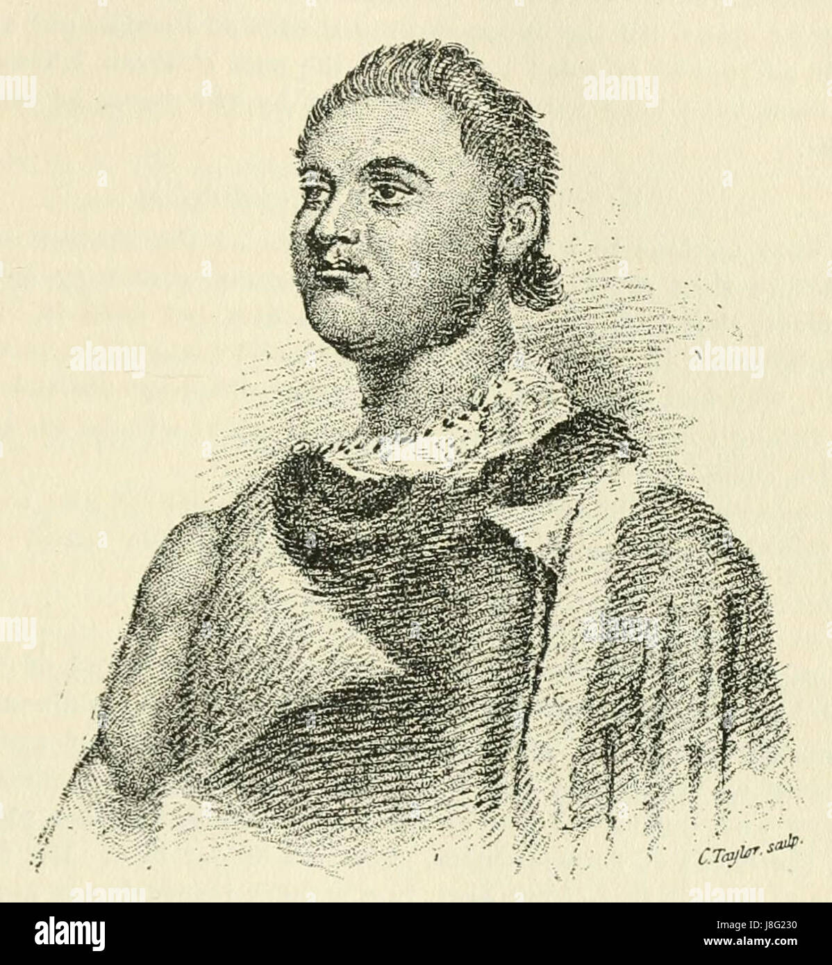 Kuakini wearing feather cloak, sketch by William Ellis Stock Photo - Alamy