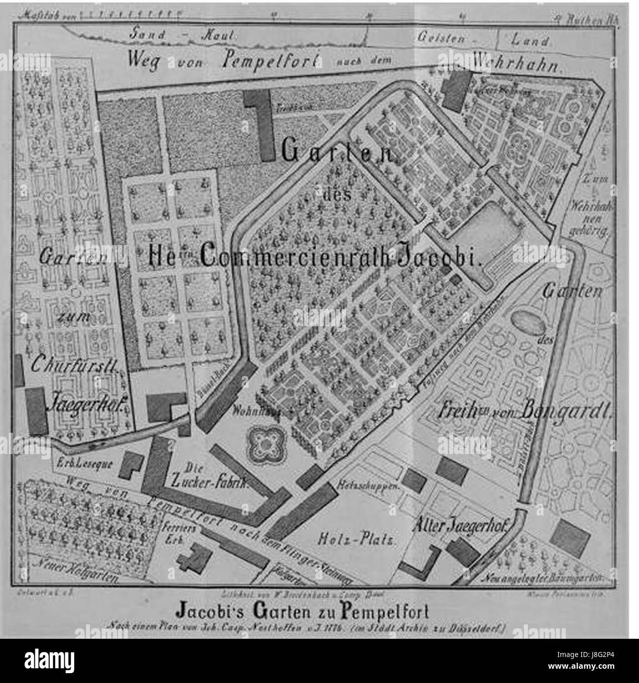 This 1776 plan by Johann Caspar Nosthoffen depicts Jacobi's garden in ...