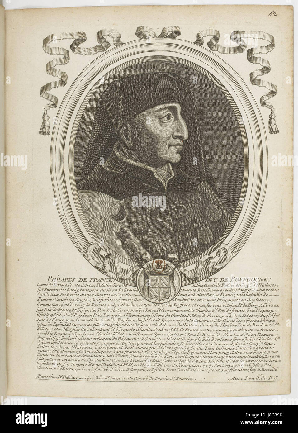 Estampes par Nicolas de Larmessin.f071.Philippe, duc de Bourgogne Stock ...
