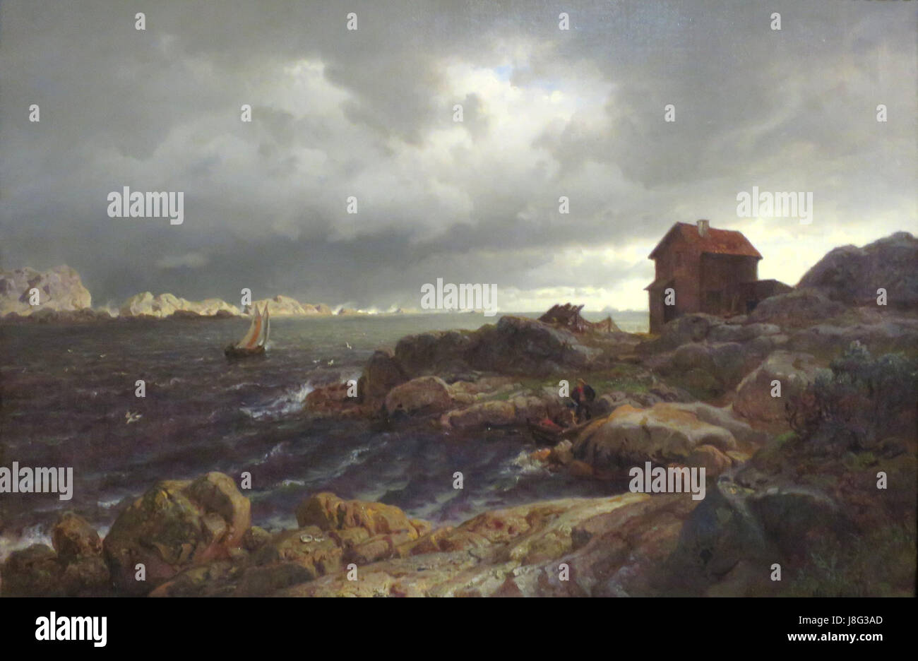 'View across Fjord' by Hans Gude is a painting from 1859, now in the ...