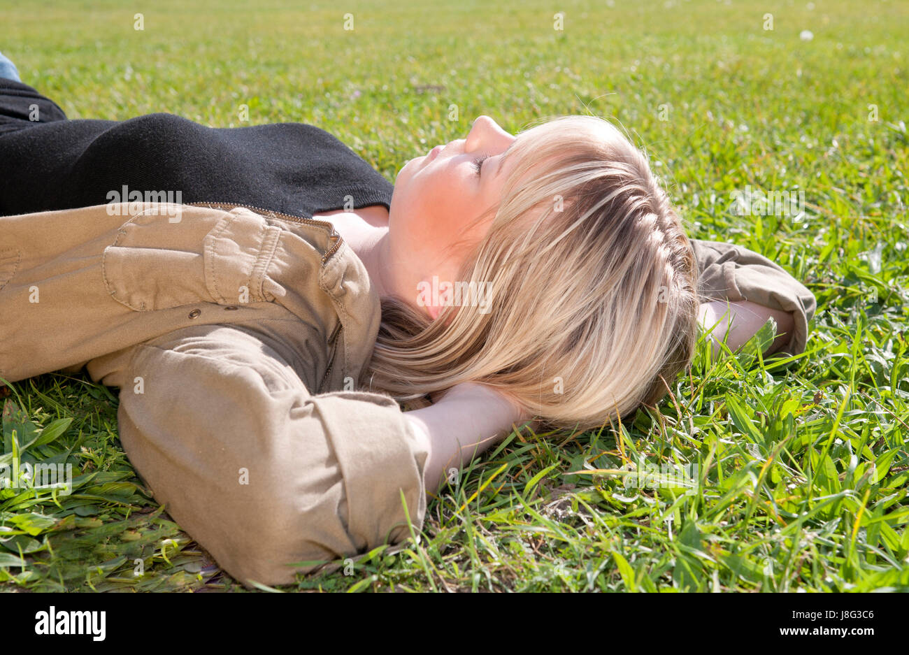 woman, teenager, facilitate, ease, resting, relax, recover, relaxing ...