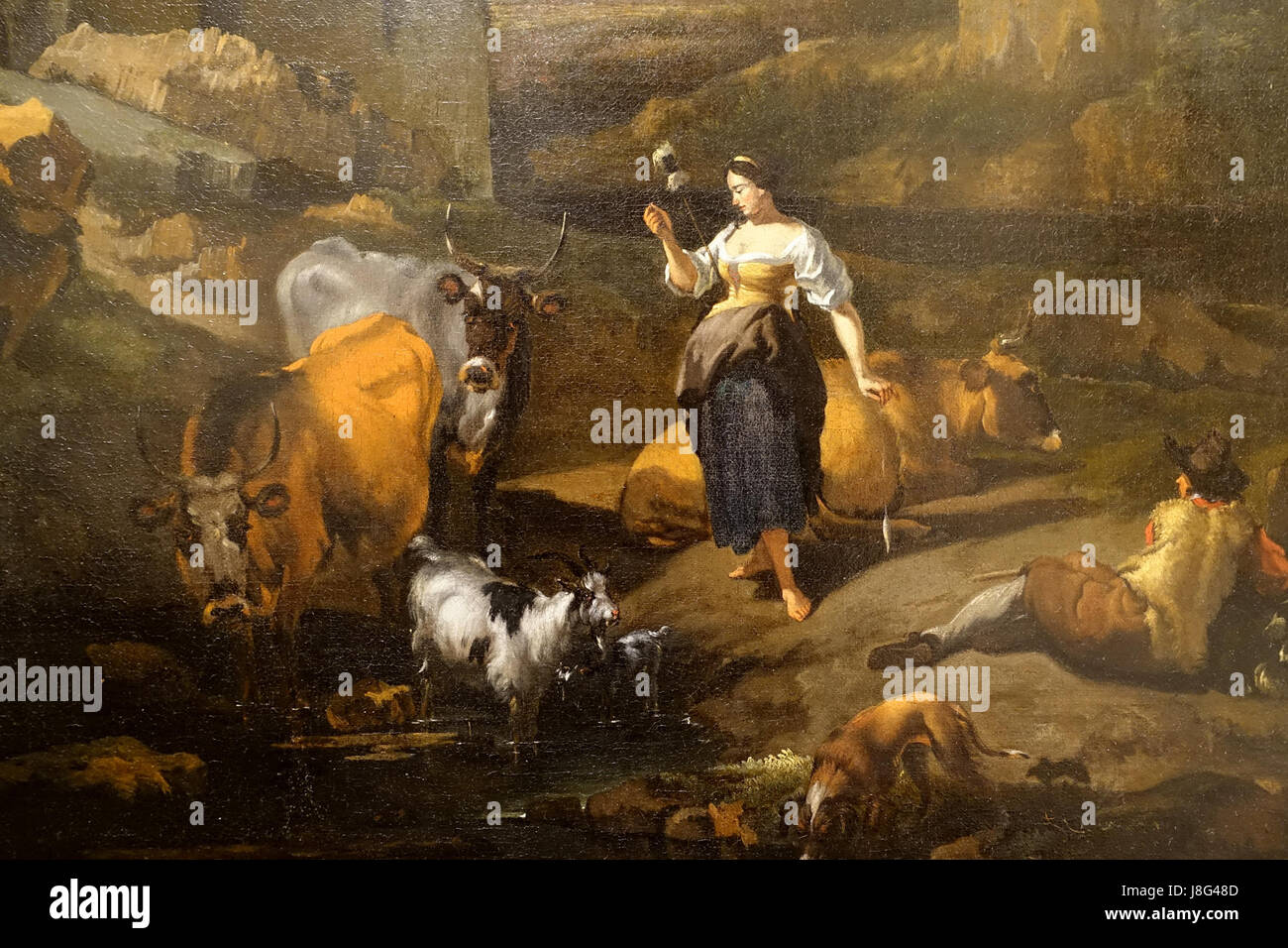 Woman with distaff hi-res stock photography and images - Alamy