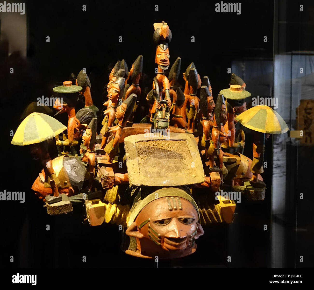 Magbo mask, Yoruba, Nigeria, 1800s, wood, textiles, metal, sequins ...