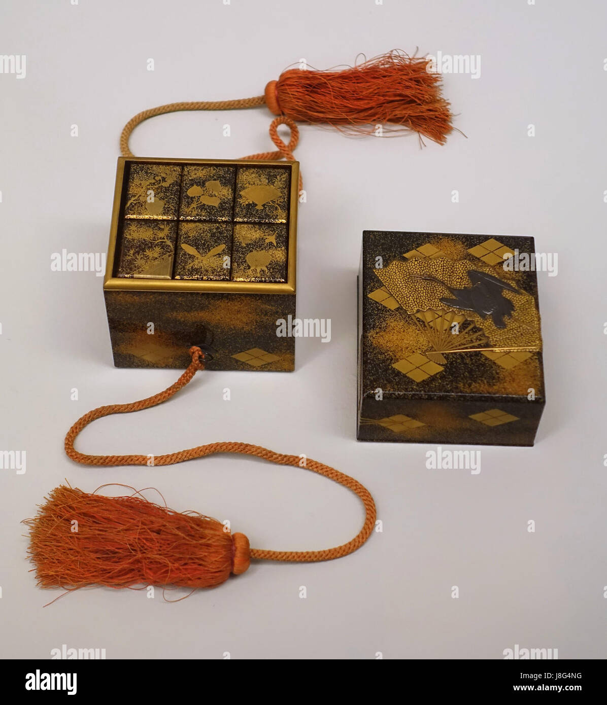 Little boxes with red cord, Japan, Edo period, 1603 1868, wood, black ...