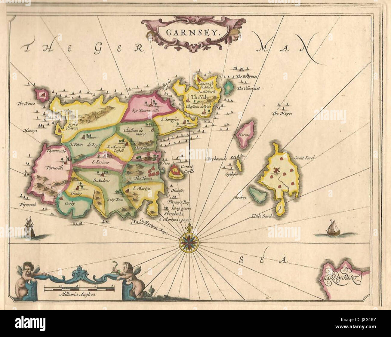 Guernsey old map Stock Photo - Alamy