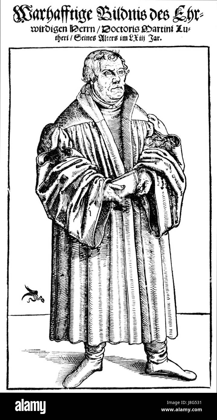 Luther 1546 Holzschnitt refers to a woodcut print depicting Martin ...