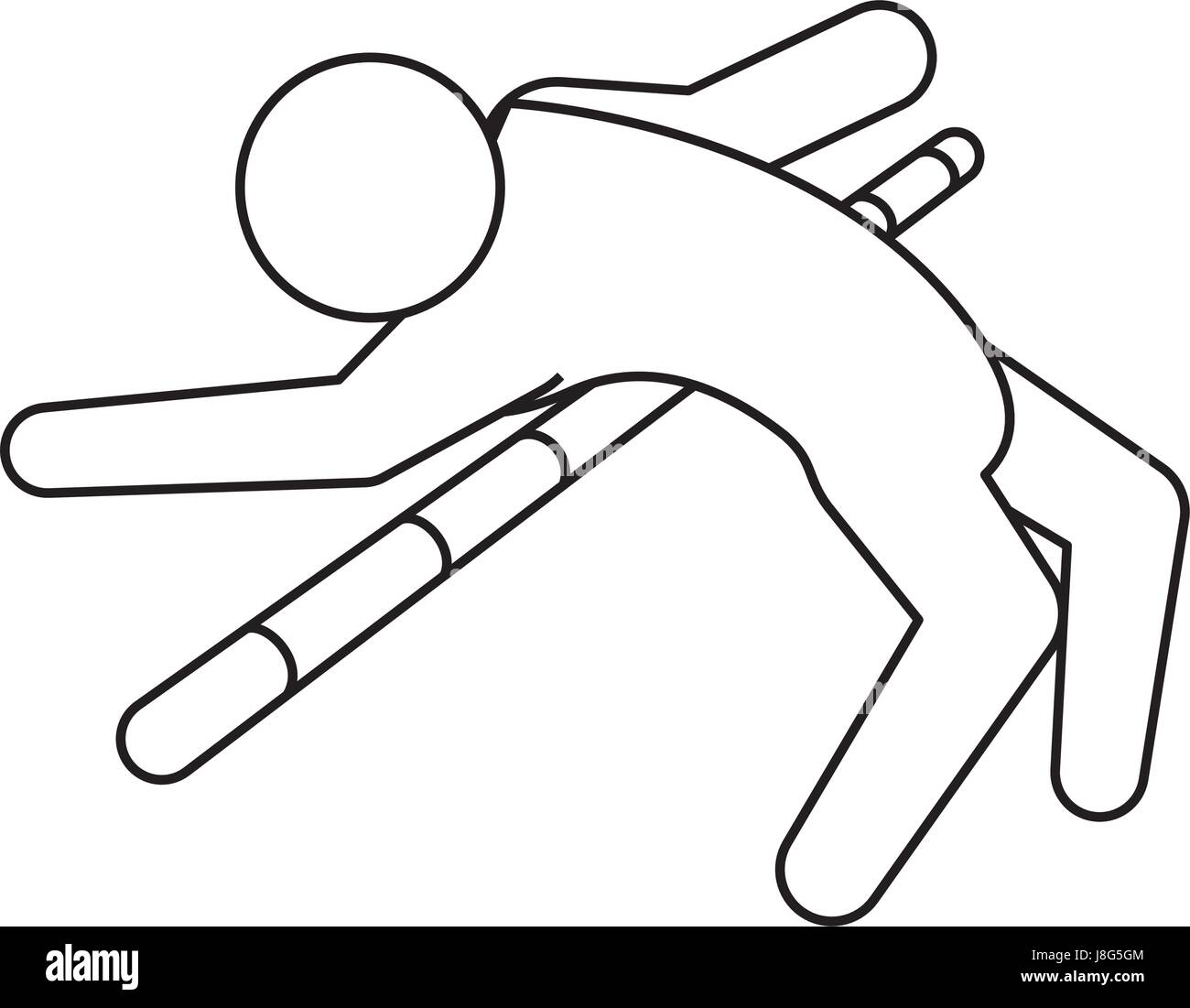 line pictogram man practice pole vault sport Stock Vector Image & Art ...