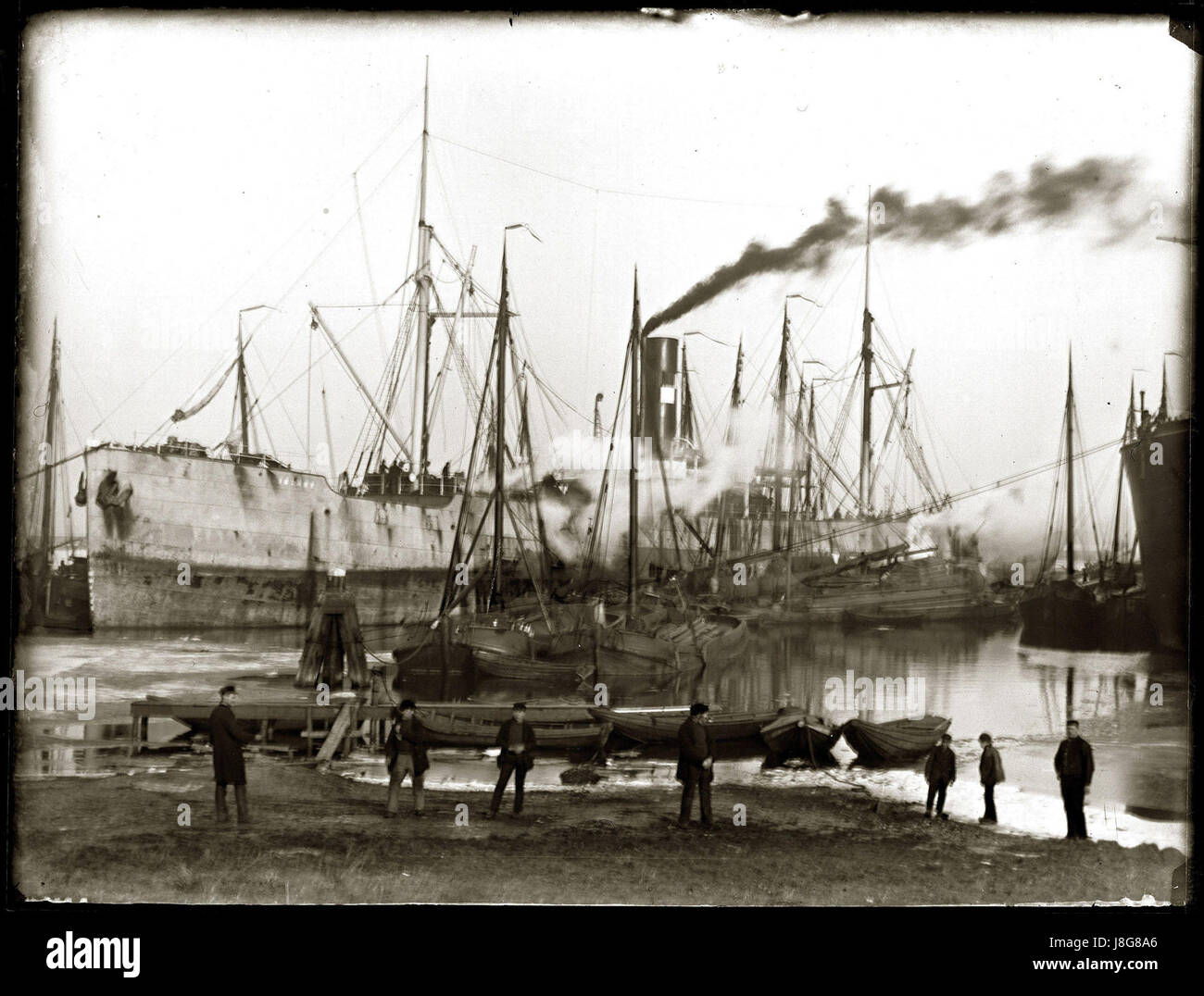 Jacob Olieâ€™s 1893 painting, 'Schepen in ijs,' depicts ships trapped ...