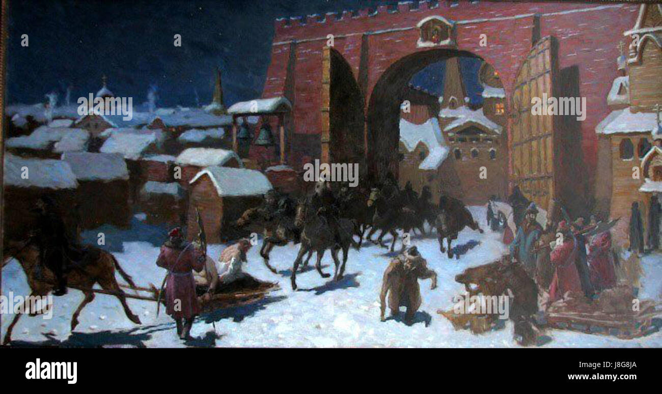 'Khudiakov Oprichniki' likely refers to a depiction of the Oprichniki ...