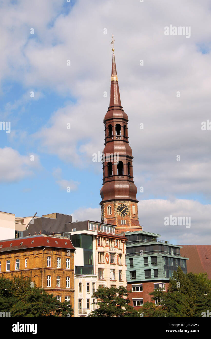 baroque, germany, german federal republic, hamburg, steeple, gothic ...