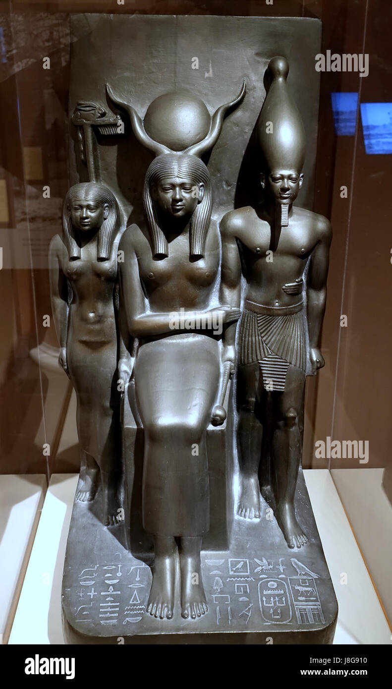 This plaster cast of the statue 'King Menkaure and two goddesses ...