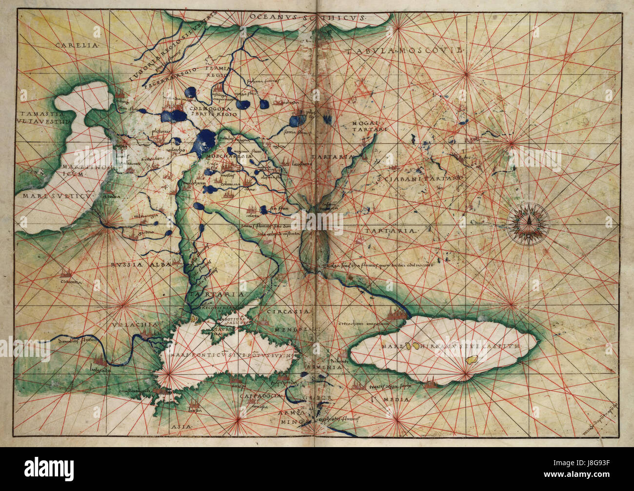 The 'Map of Russia and Muscovy' by Battista Agnese is a historical map ...