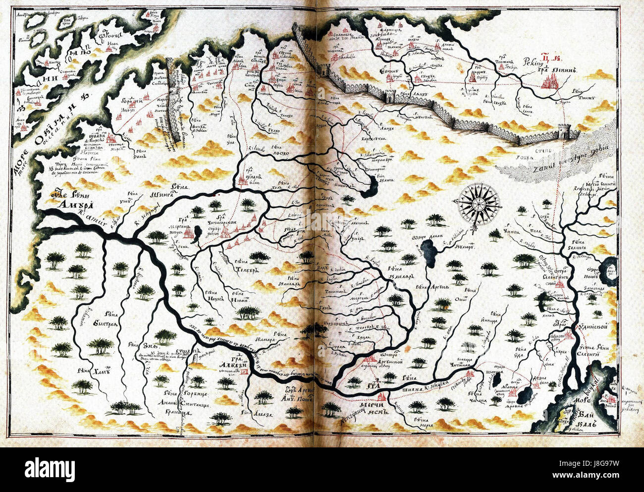 A map from 'Drawing Book of Siberia,' depicting Siberia in the 19th ...