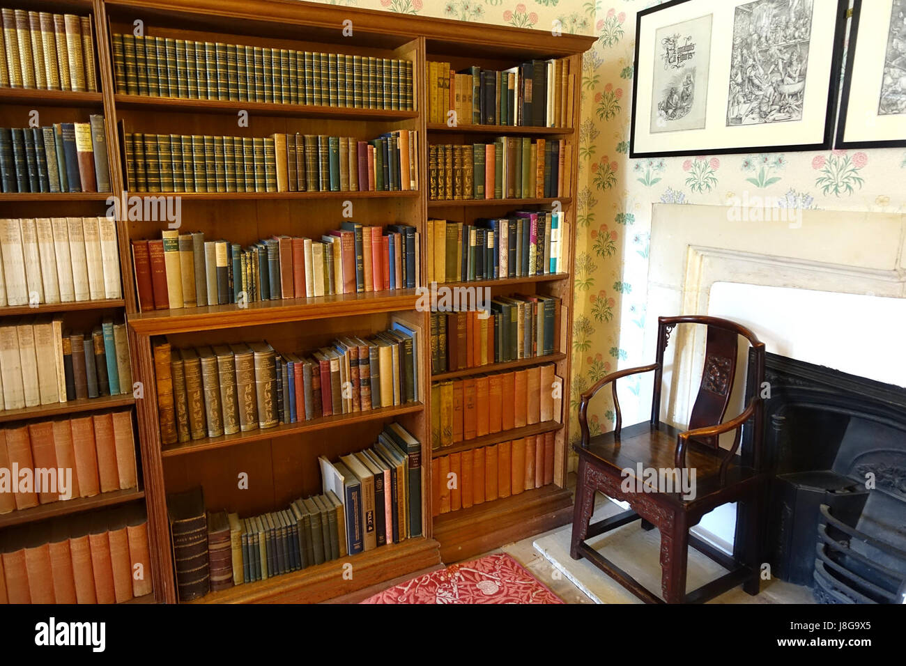 This image shows the Library at Kelmscott Manor in Oxfordshire, England ...
