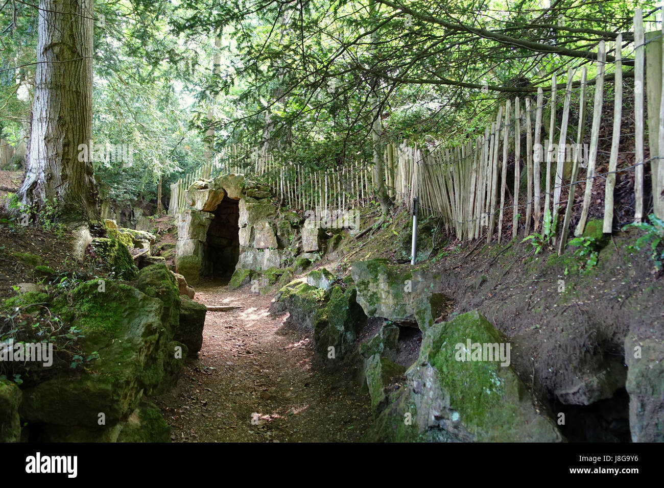 The grotto entrance at Bowood House in Wiltshire, England, is an ...