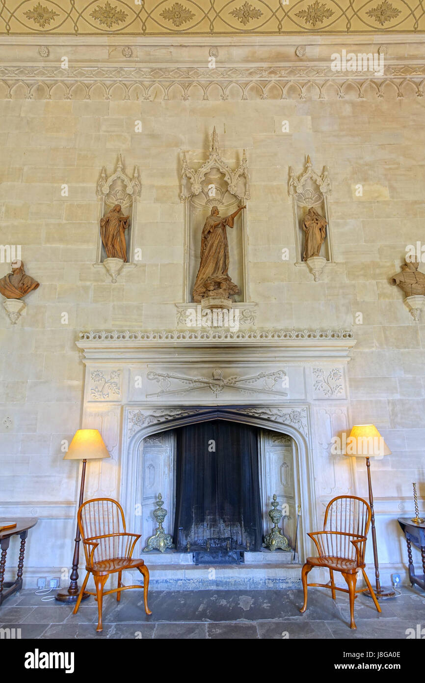 The Great Hall hearth in Lacock Abbey, Wiltshire, England, is a ...