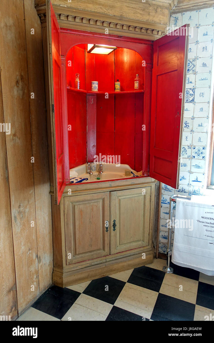 A photograph showing the Ireton bathroom at Packwood House, a historic ...
