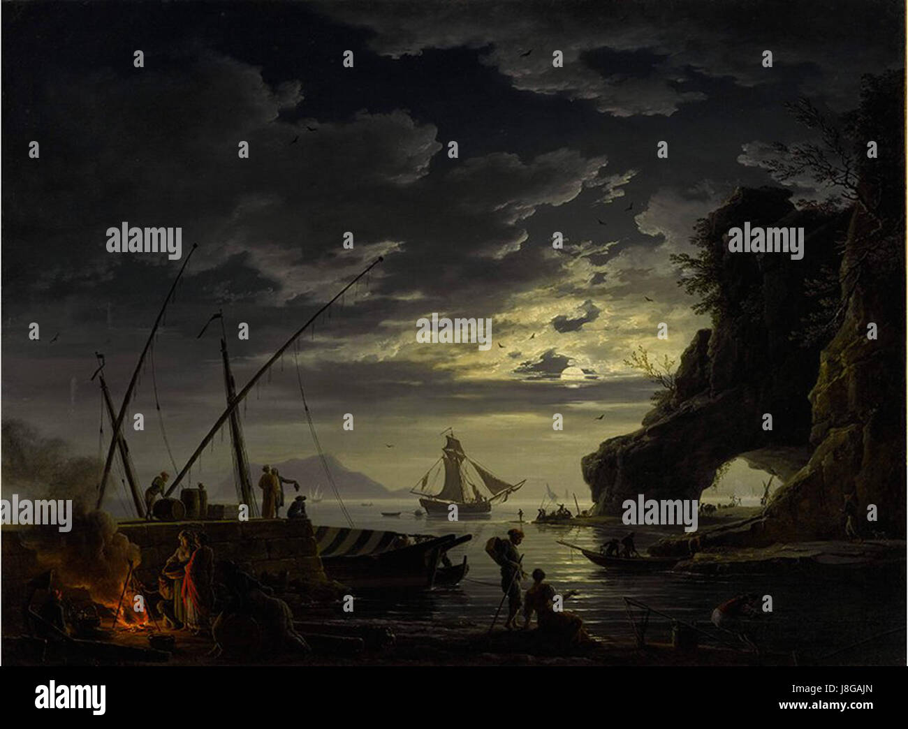 An oil painting by Claude Joseph Vernet depicting a Mediterranean ...