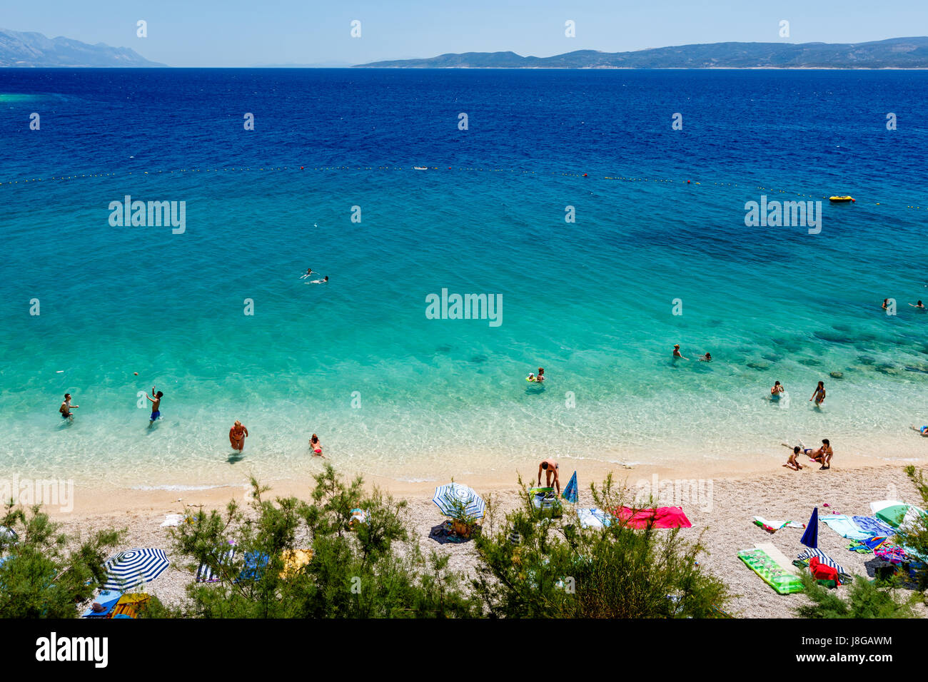 Beautiful Beach and Adriatic Sea with Transparent Blue Water near Split ...