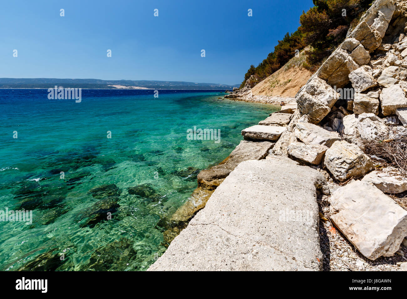 Wonderful Adriatic Sea with Deep Blue Water near Split, Croatia Stock ...