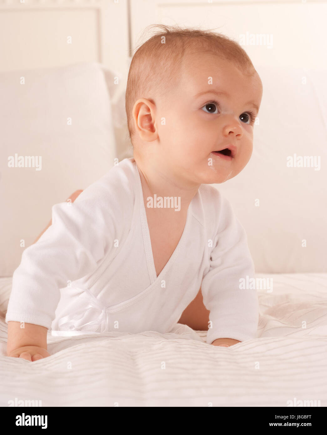 sweet, bed, portrait, son, blank, european, caucasian, soft, baby ...