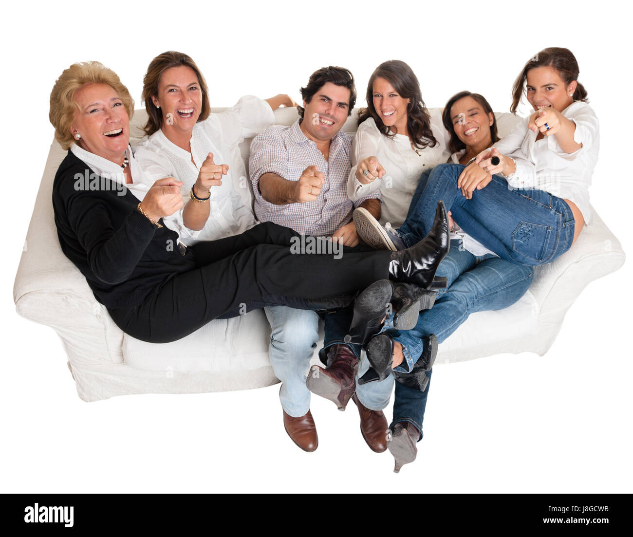 Group of girls laughing pointing Cut Out Stock Images & Pictures - Alamy
