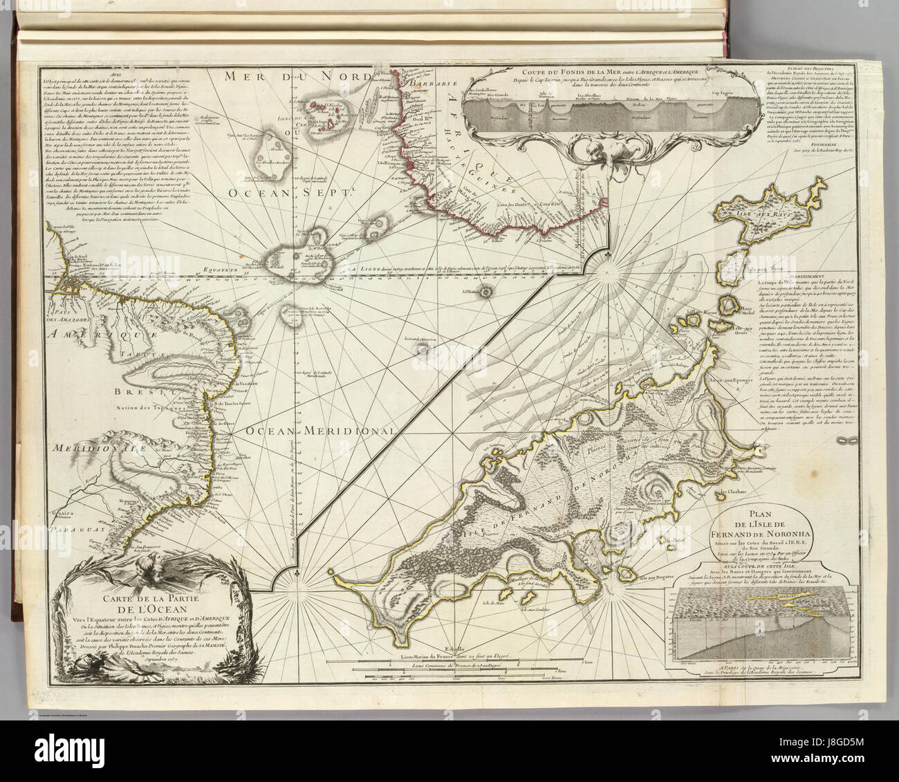 A map of Fernando de Noronha by Philippe Buache from 1737, depicting ...