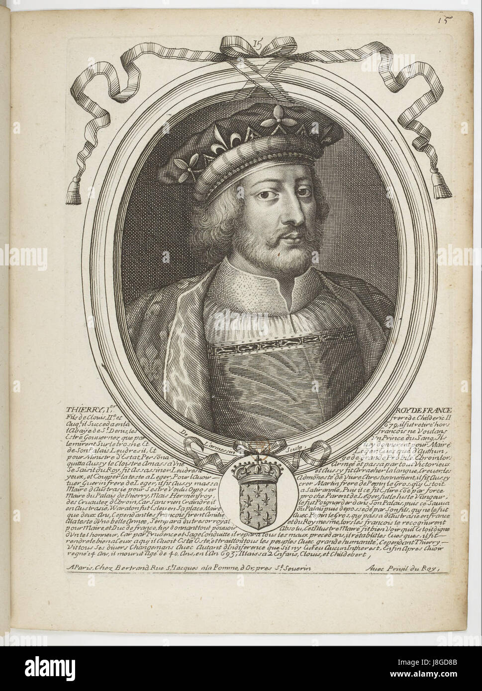 Estampes par Nicolas de Larmessin.f024.Thierry I, roi des Francs Stock ...