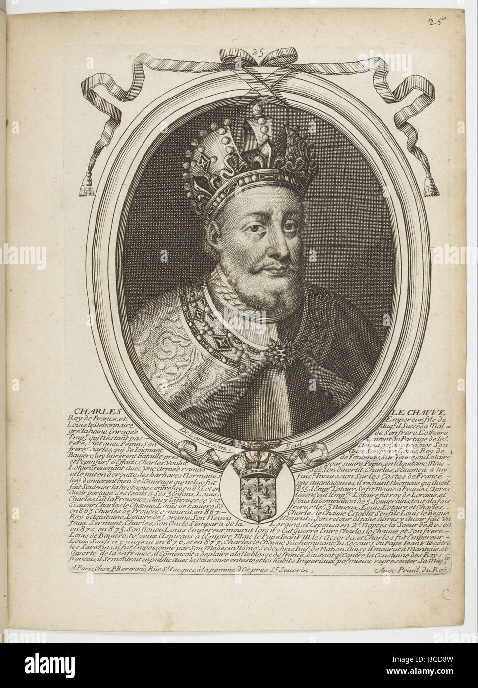 This engraving by Nicolas de Larmessin depicts Charles II, known as ...