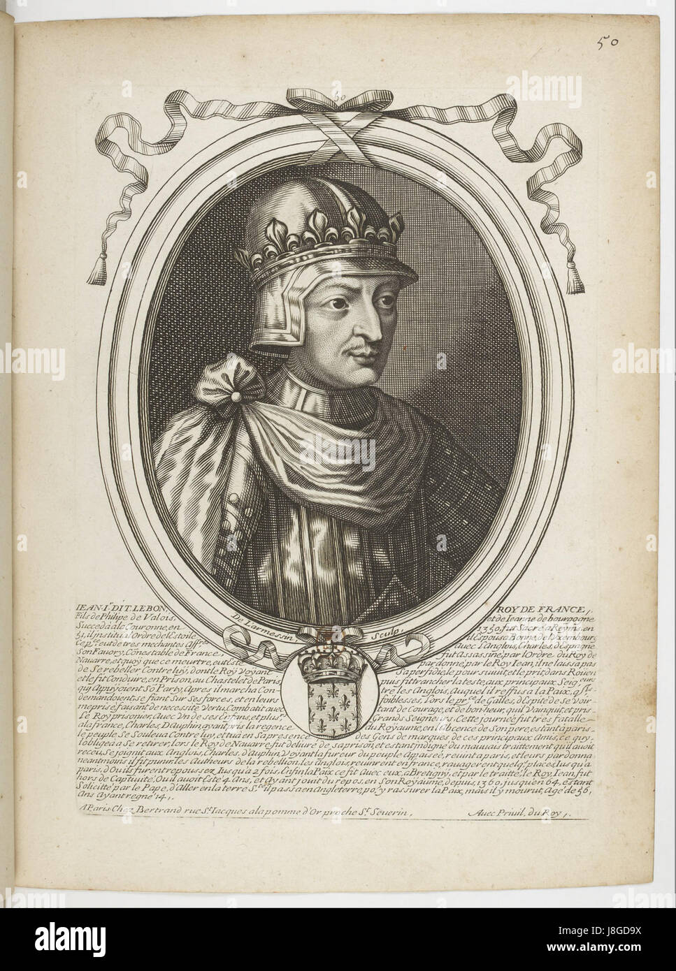 This engraving by Nicolas de Larmessin, titled 'Jean II, roi de France ...