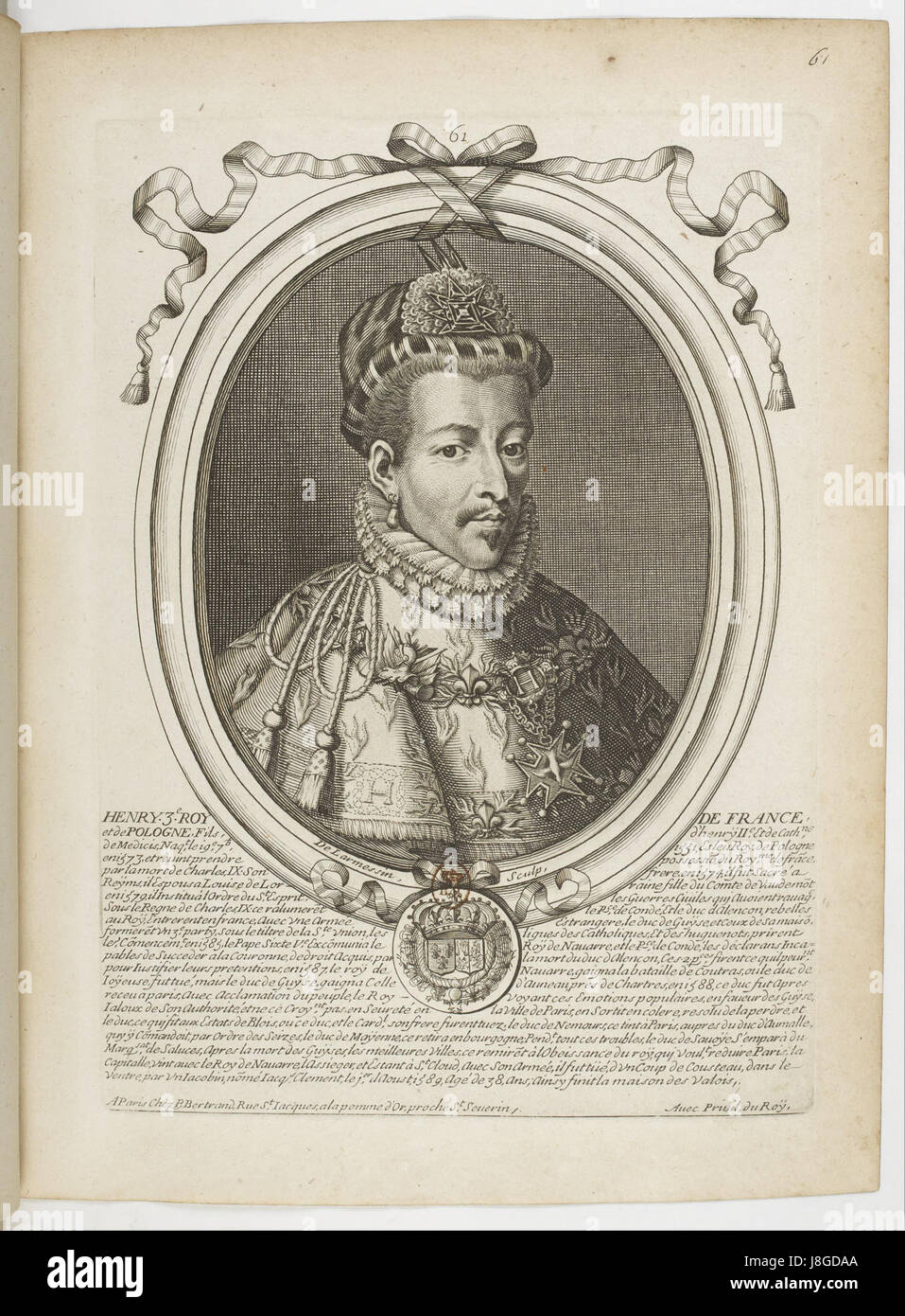 Estampes par Nicolas de Larmessin.f070.Henri III, roi de France Stock ...