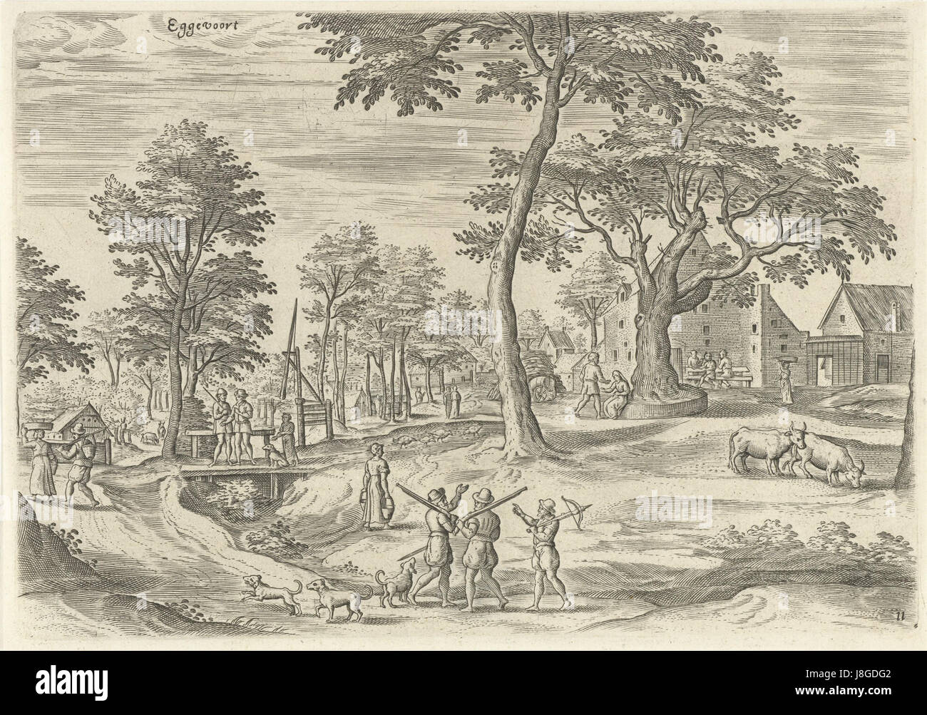 'Gezicht op Eggevoort' is a 16th-century engraving by Hans Collaert ...
