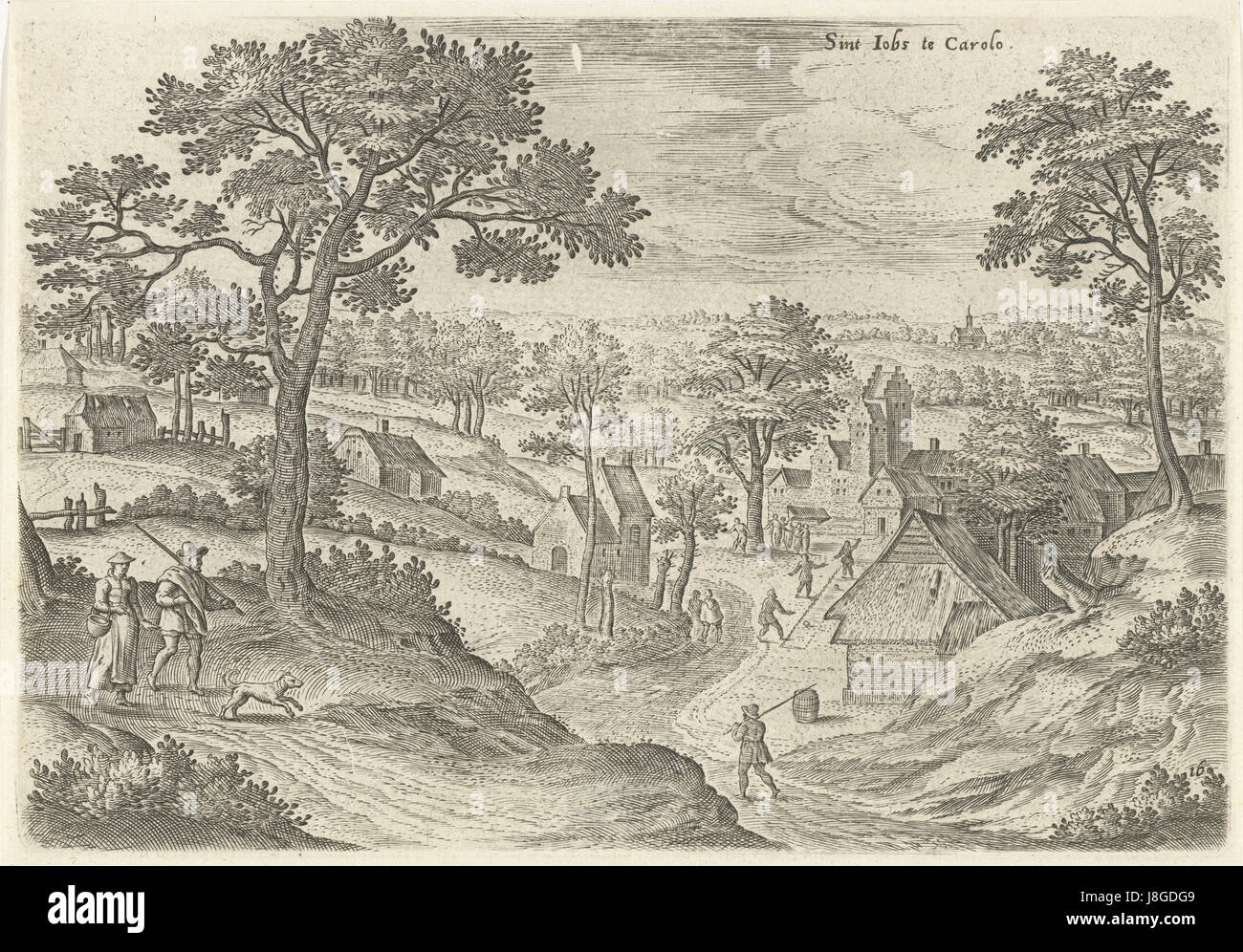 Gezicht op het Hof van Carloo, Hans Collaert (I), naar Hans Bol, Jacob ...
