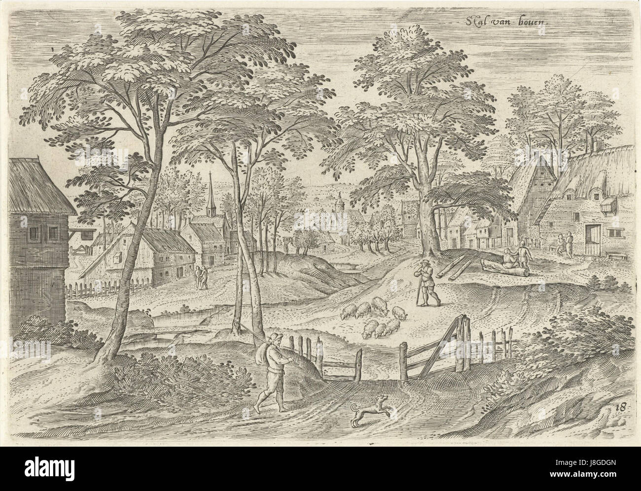 'Gezicht op Stal' is an engraving by Hans Collaert I, based on designs ...