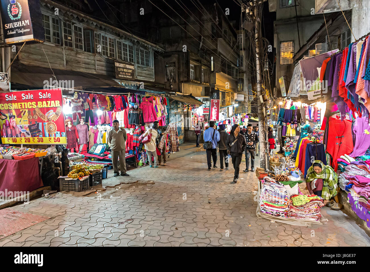 Shopping street at night, Shillong, Meghalaya, India Stock Photo - Alamy