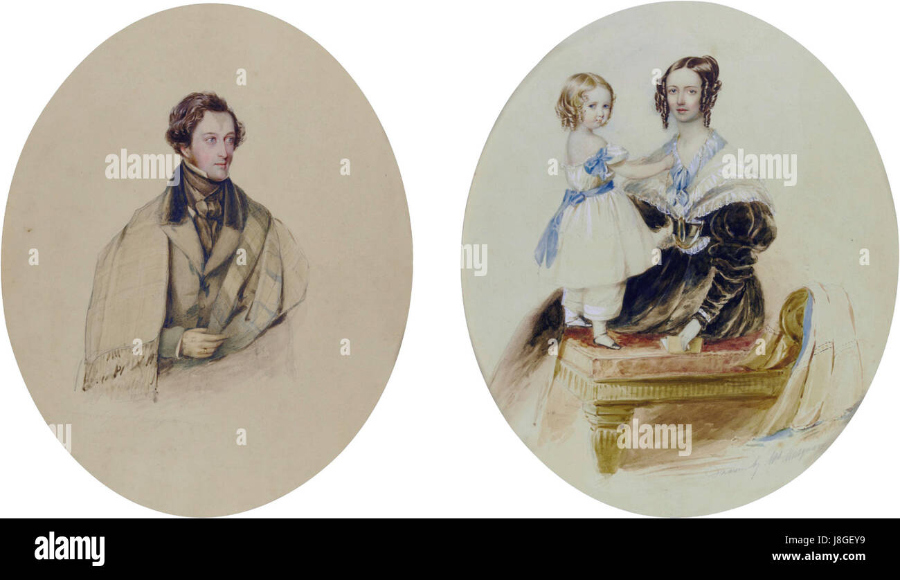 John Stuart Hepburn Forbes and his wife and daughter, by Mrs Musgrave ...