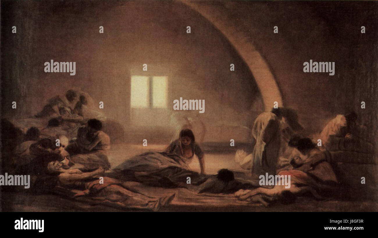 This artwork by Francisco de Goya, titled 'Hospital de apestados ...