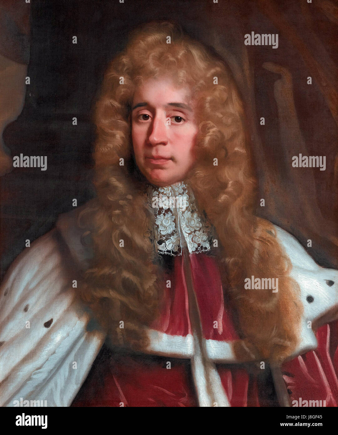 A portrait of George, 1st Baron Jeffreys of Wem, painted by John Riley ...