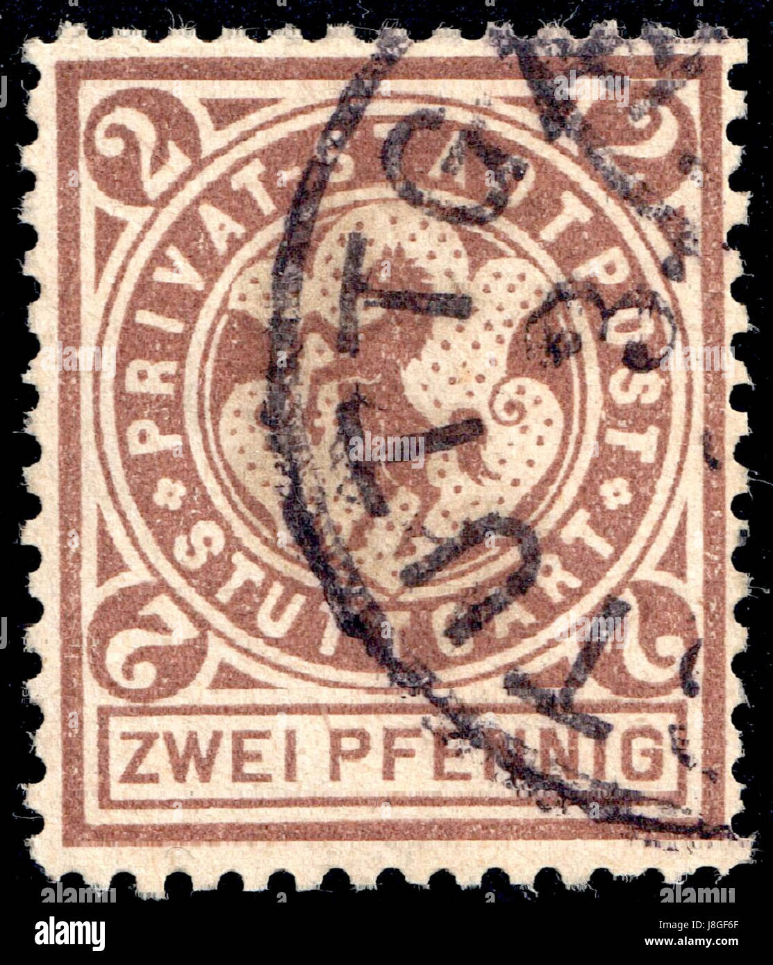 A used local stamp from Stuttgart, Germany, dated 1886. This stamp was ...