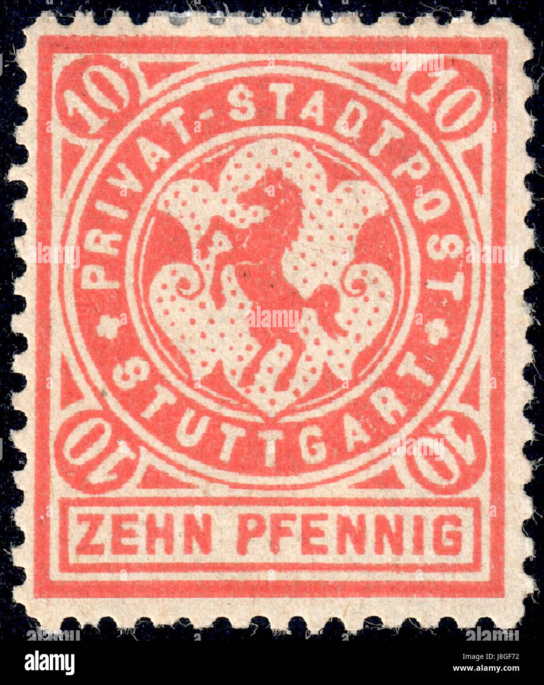 Germany Stuttgart 1886 local stamp 10pf 5 unused Stock Photo - Alamy