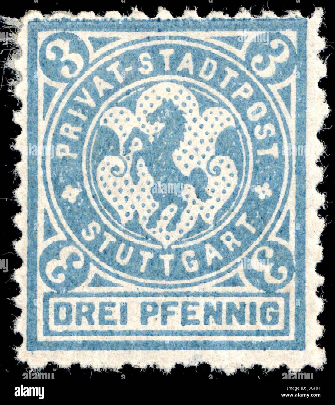 A local stamp from Stuttgart, Germany, issued between 1890 and 1899 ...
