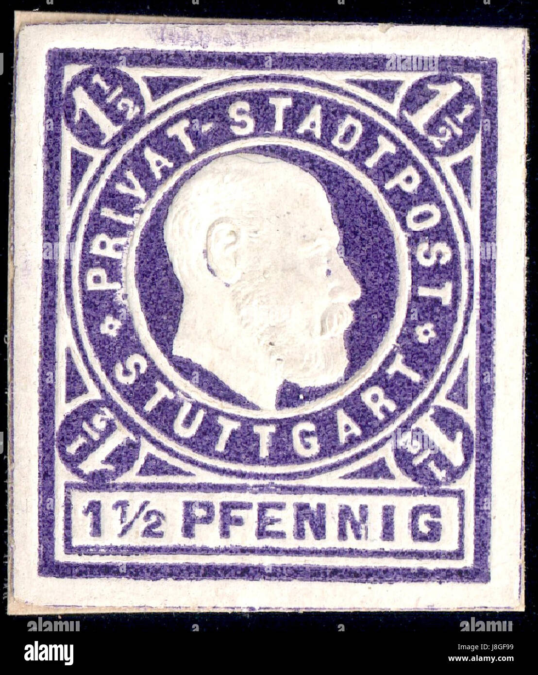 This is a local stamp issued in 1889 in Stuttgart, Germany. It is a 1 ...